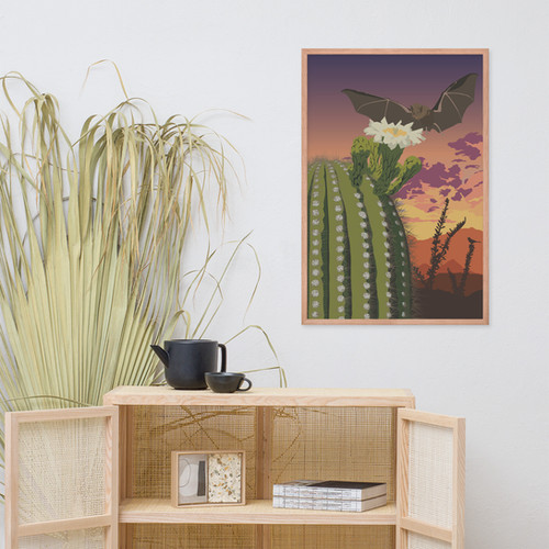 24 x 36 | Framed | Bat | Southwest | Poster | RetroTrek Gifts