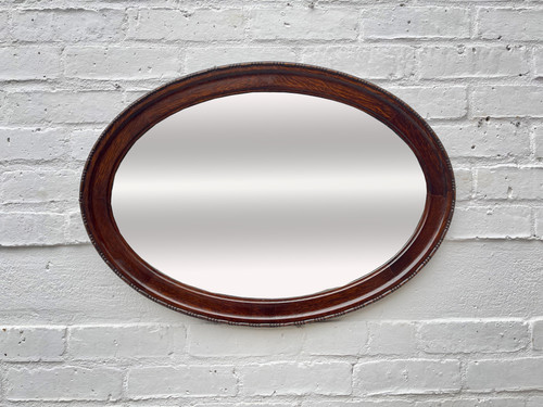 Vintage Oval Bevelled Mirror Wood Frame | Design by Davies