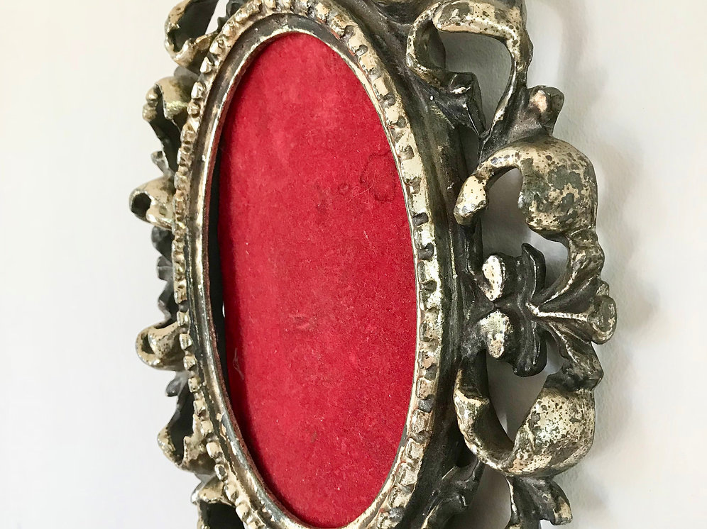 Vintage Oval Picture Frame Metal Silver #560 | home