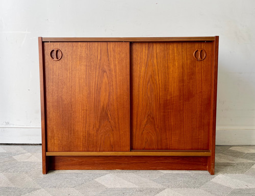 Small Vintage Teak Sideboard with Sliding Doors | Design by Davies