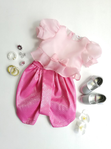 ชุดไทยเด็ก Metta- Pink/Hot Pink | littlecoogie