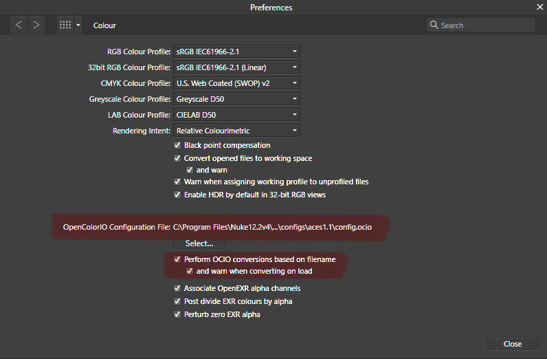 OCIO Color Management - ACES