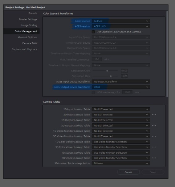 OCIO Color Management - ACES