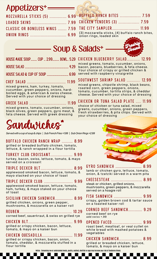 Menus | The City Diner