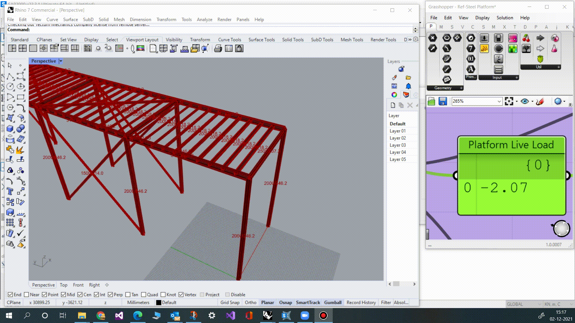 Parametric Steel Platform using Grasshopper & SAP2000