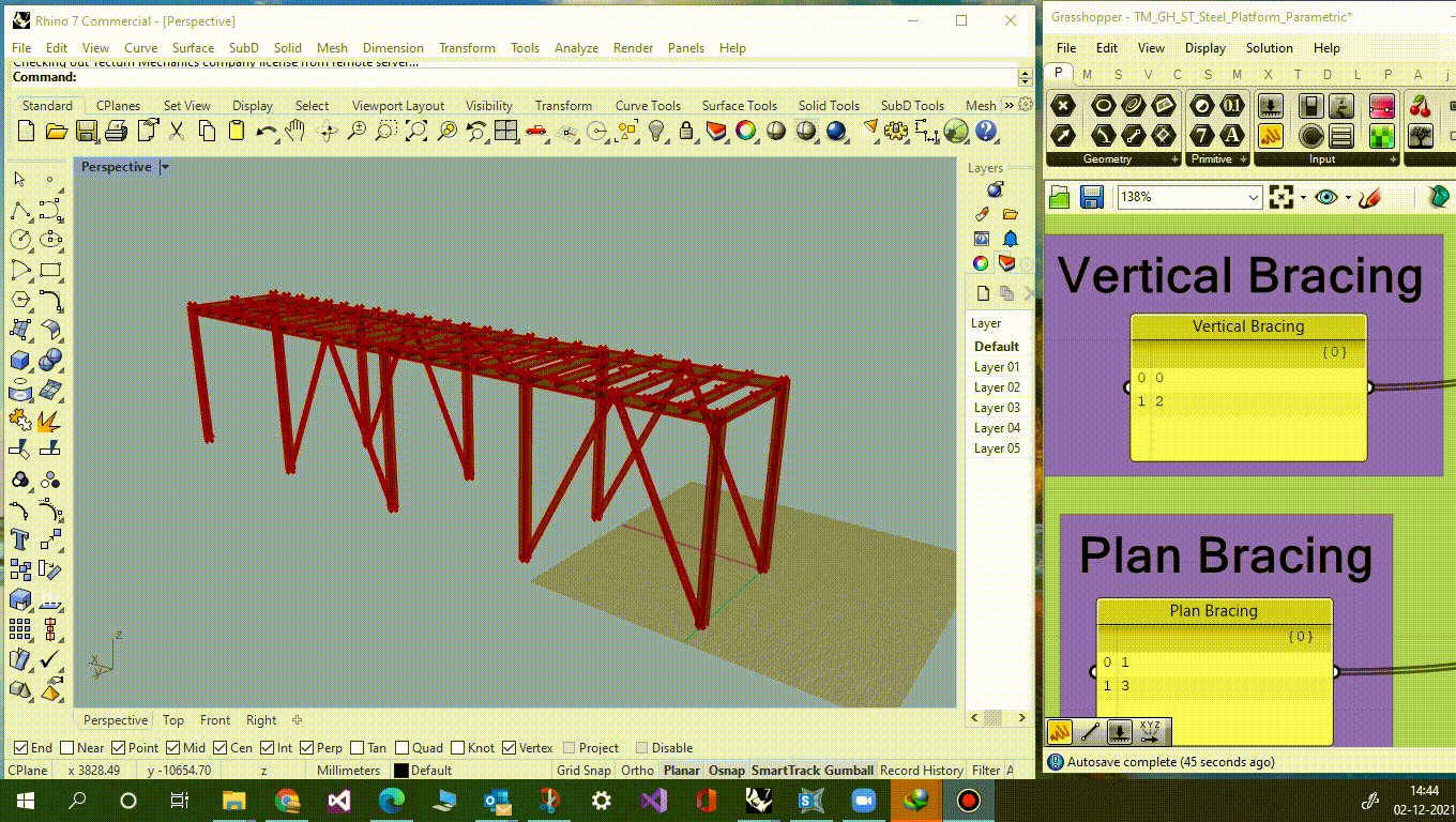 Parametric Steel Platform using Grasshopper & SAP2000