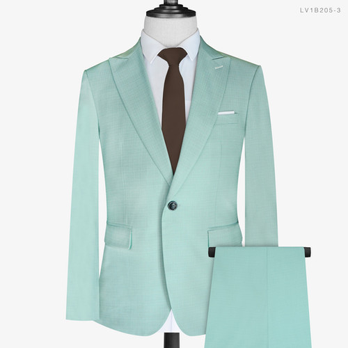 Mint Green Checked 1 Button Slim-Fit Suit | Kinghouse Apparel