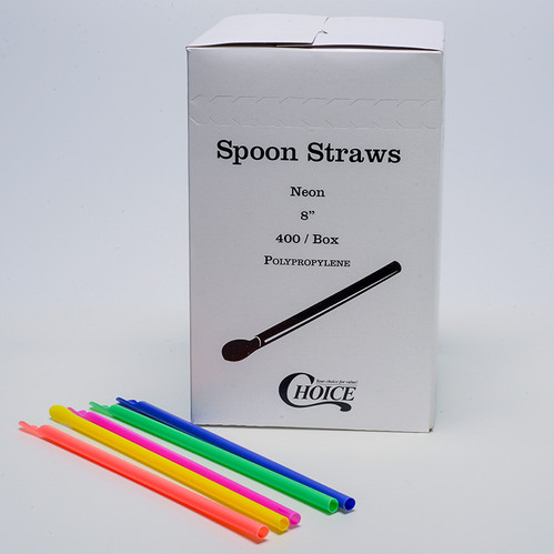 8" Super Jumbo Neon Unwrapped Spoon Straws | Bonnie's Snak Shak