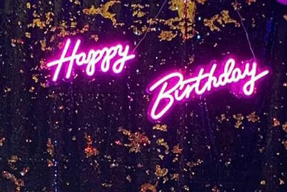 Neon pink Happy Birthday sign | Unscripted Events