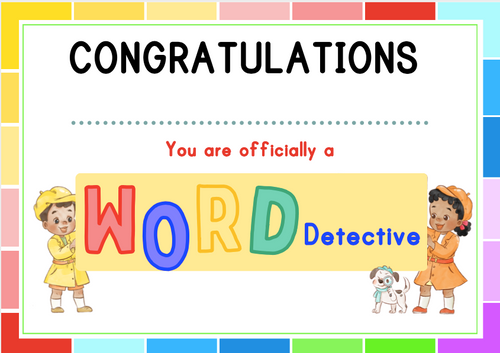 Word Detective Badge and Certificate | Bobof