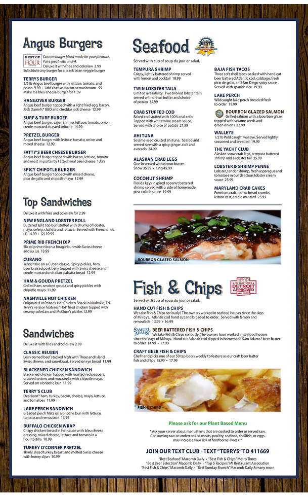 Terry's Terrace Menu