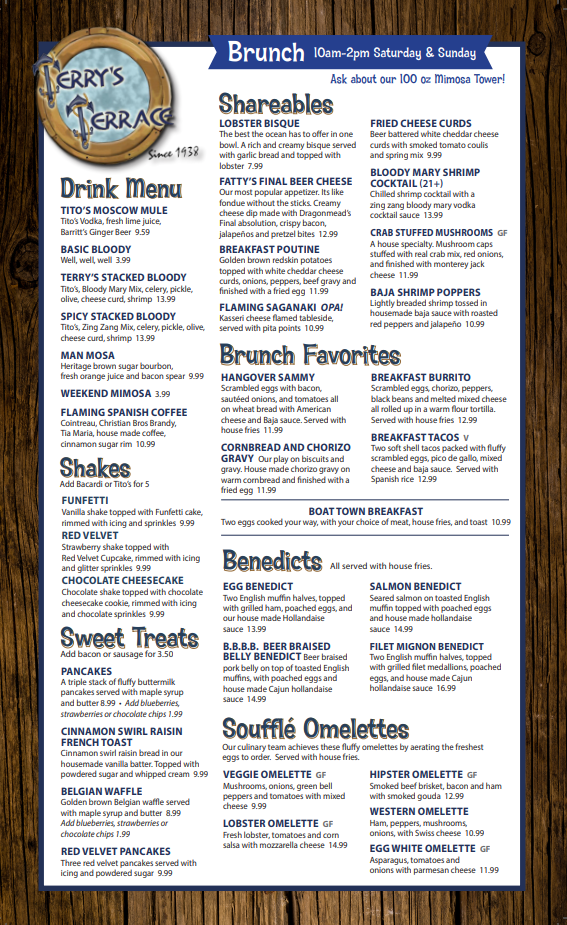 Terry's Terrace Menu