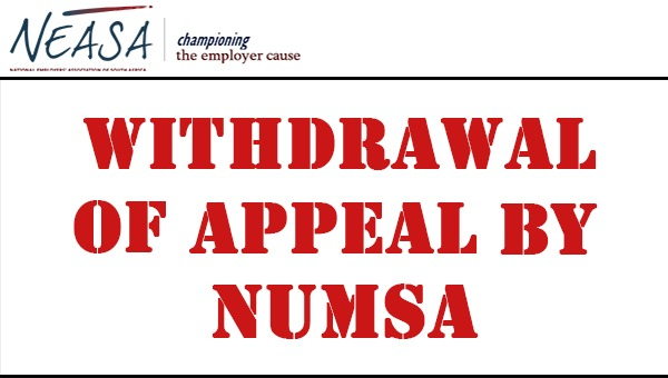 NUMSA Withdraws their appeal