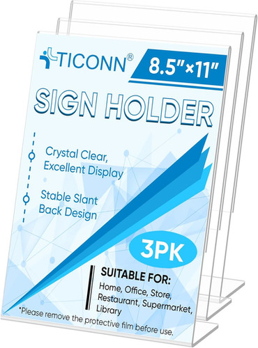 Acrylic Sign Holder, L Shape Clear Plastic Paper Holder for Office ...
