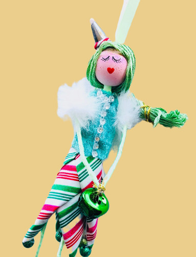 Poppy | Modern elf ornament | Charming & stylish OOAK decorations