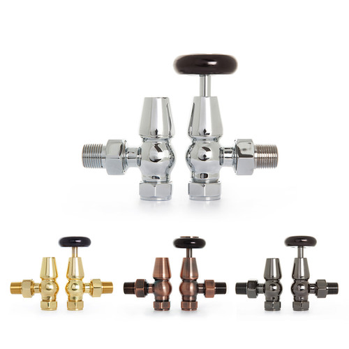 Windsor Traditional Manual Radiator Valve Set | Angled | Castrads