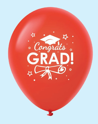11" Red Congrats Grad. Latex Balloon | Balloons N More