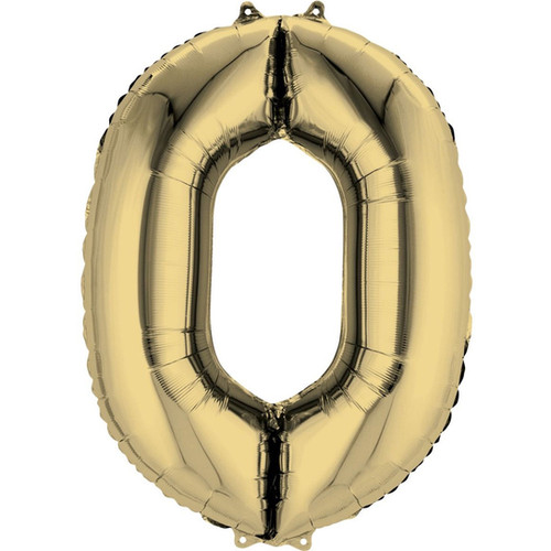 34" White Gold Number Zero | Balloons N More