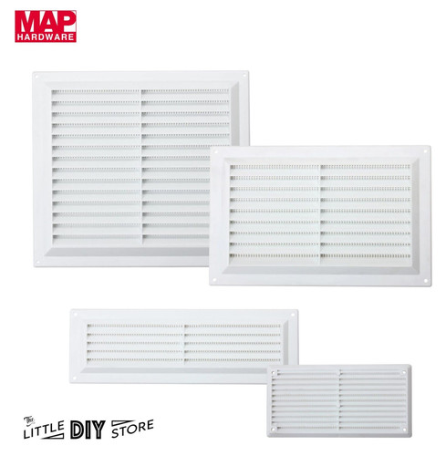 MAP Hardware Wall Air Vent Cover Louvre White Plastic Fly Mesh | The ...