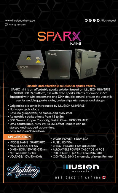 ILLUSION UNIVERSE | SPARX MINI | COLD SPARK MACHINE | SPARKLERS IN CANADA