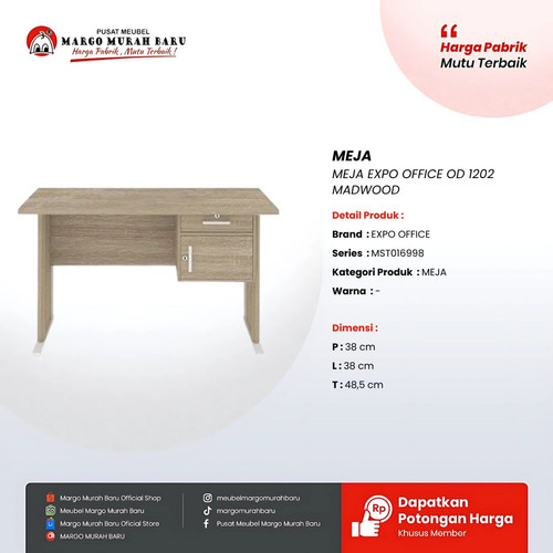 MEJA EXPO OFFICE OD 1202 MADWOOD | Margo Murah Baru