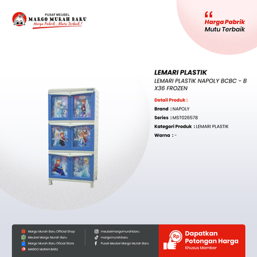LEMARI PLASTIK NAPOLY BCBC - B X36 FROZEN | Margo Murah Baru