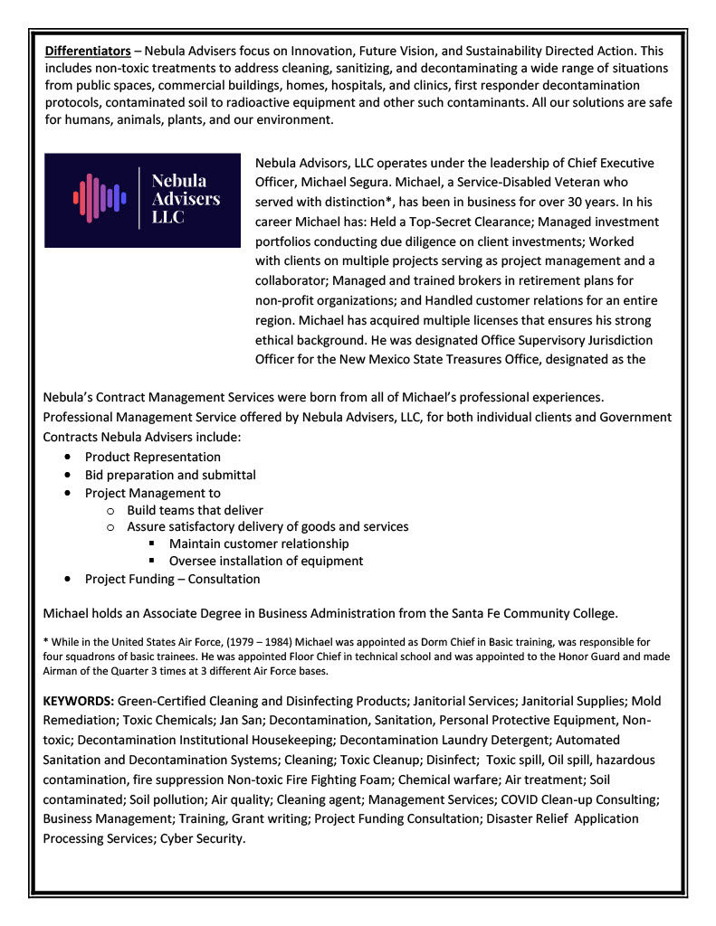 CAPABILITY STATEMENT | Nebula Advisers LLC