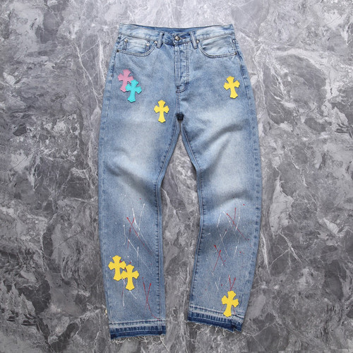 Chrome Hearts Paint Splatter Multicolor Crosses Jeans | Altavan