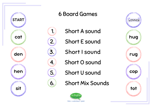 10NIS - Short Vowel Sounds - CVC Words - Board Games - PDF | debbiebanglit
