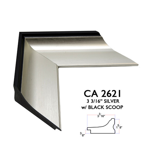 CA2621- 3 3/16" Silver with Black Scoop Moulding - Campo Moulding