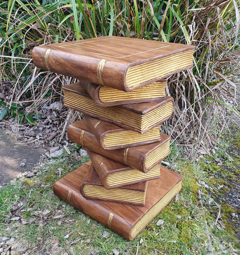 Bookstack Table 20" Waxed-Gold | home-decor
