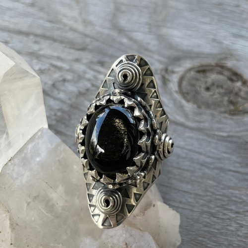Mercurious Designs Hypersthene Shield Ring | justjewellery