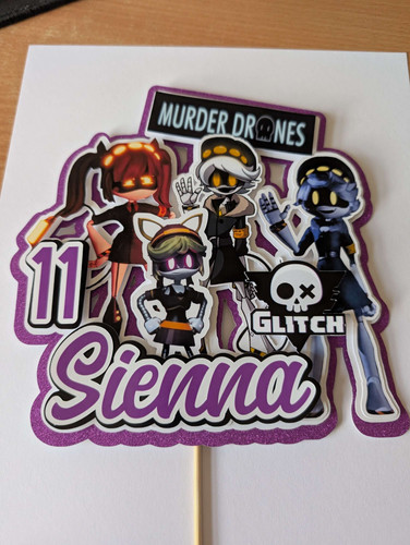 Murder drones card cake topper 6 inch wide | Cork Icing Sheets