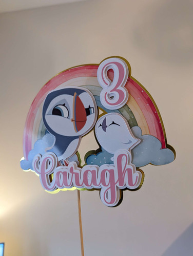 Puffin rock card cake topper 7 inch wide | Cork Icing Sheets