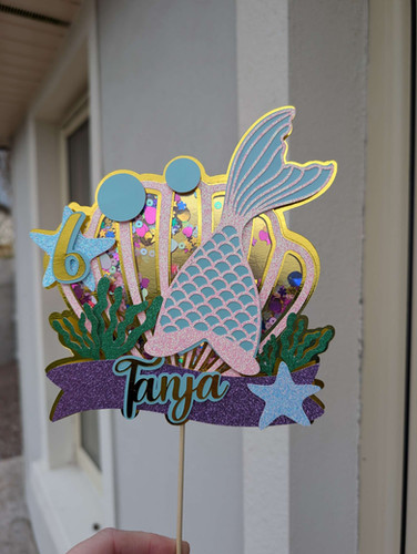 Mermaid shaker card topper | Cork Icing Sheets
