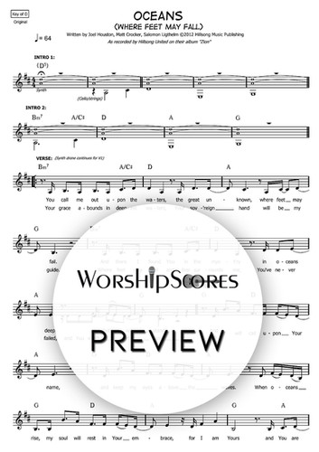 Oceans | Hillsong | sheet music
