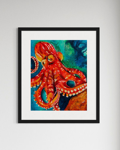 "Tangled in the Tide" Print | Colourful Octopus Art Print