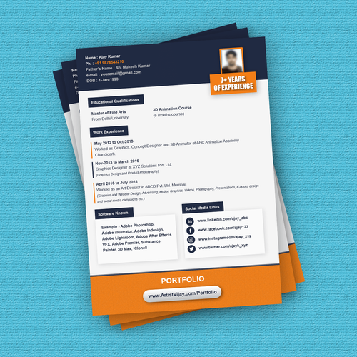Resume Template Design Artistvijay