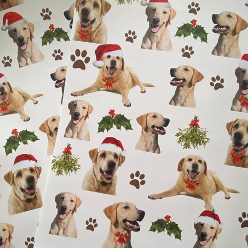 Yellow Labrador Christmas Gift Wrap and tag set - Labrador dog wrapping ...