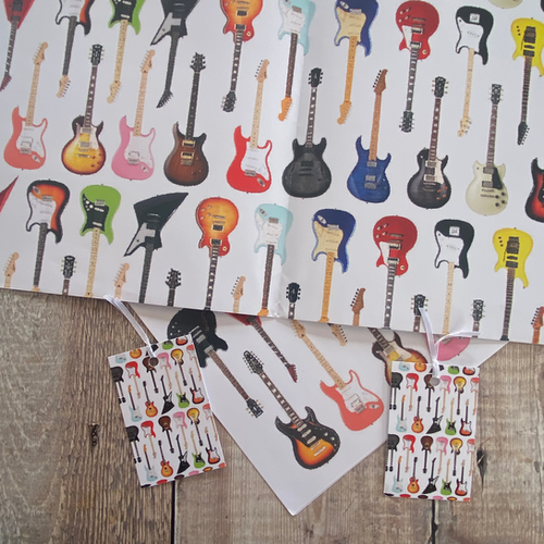 Guitar Gift Wrap and tag set - guitar wrapping paper | Alexsharp