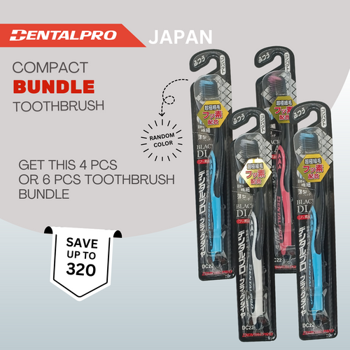 Dentalpro Japan Black Dia Compact Ultraslim DC22 Bundle Toothbrush | hairbrushexpert