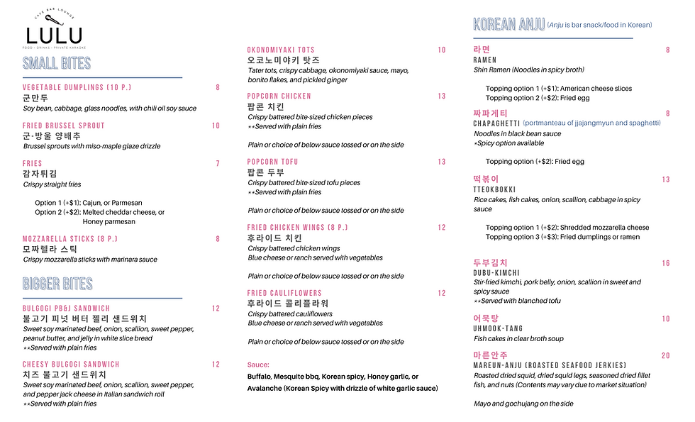 MENU | Lulu Cafe