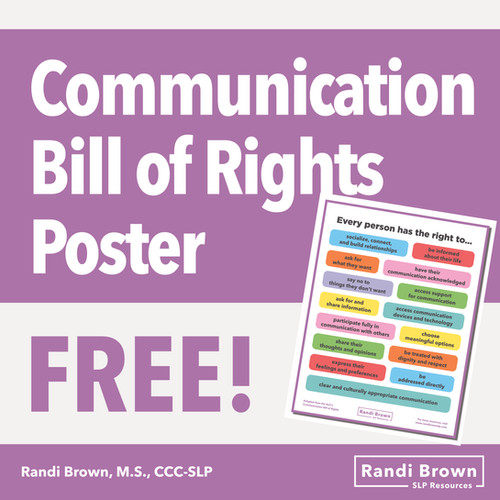 Communication Bill of Rights | Speech Room Decor | FREE | Randi Brown SLP