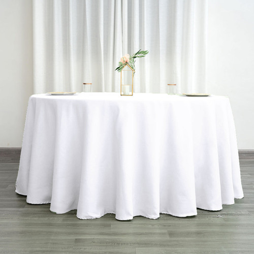 White Polyester 120" Round Tablecloth | Alpaca Tent Sarnia