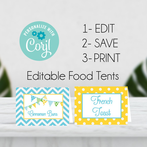 EDITABLE Park Party Food Tents- Blue Banner Food Tents, Banner Party ...