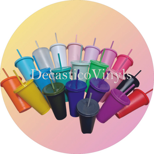 24oz Reusable Plastic Cold Cups | Decastico Vinyls