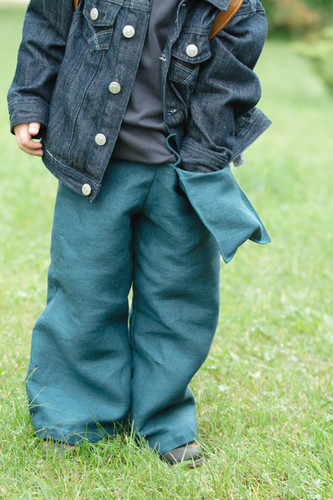 Linen trousers with a hanging pocket for children. Many colours and ...
