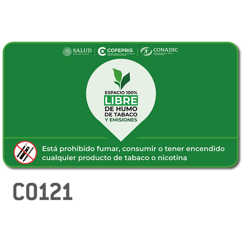 Señalamiento COFEPRIS - Prohibido fumar (Verde). | metramtx