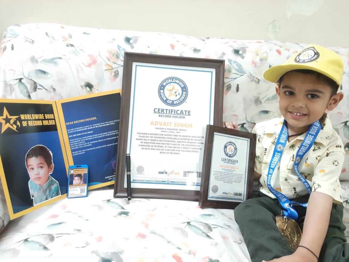 FASTEST TIME TO IDENTIFY AND RECITE FLAGS OF 125 COUNTRIES BY A TODDLER