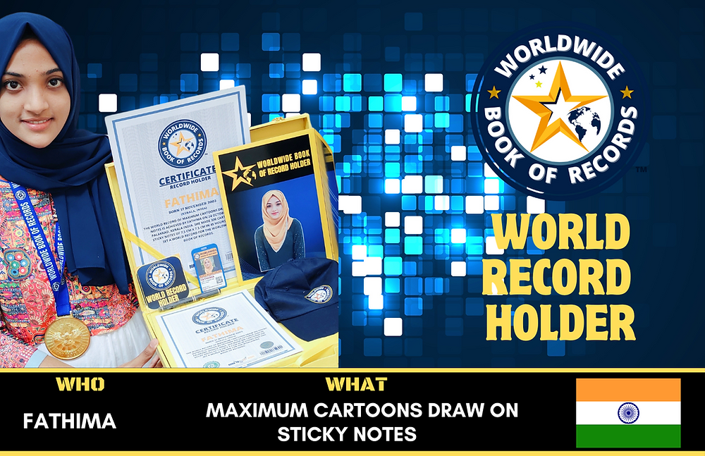 World Record Of Maximum Cartoons Draw On Sticky Notes - By Fathima from ...